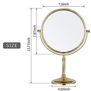 DOWRY Makeup Mirror 10x Magnification Vanity Mirror Tabletop Two-Sided Swivel Gold Finish