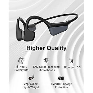 MALEROADS Bone Conduction Headphones, IPX6 Waterproof Open Ear Headphones 14H Playtime Bone Conduction Bluetooth 5.3 Wireless Earbuds Sport Headphones with Mic Sweatproof Headset for Running, Cycling