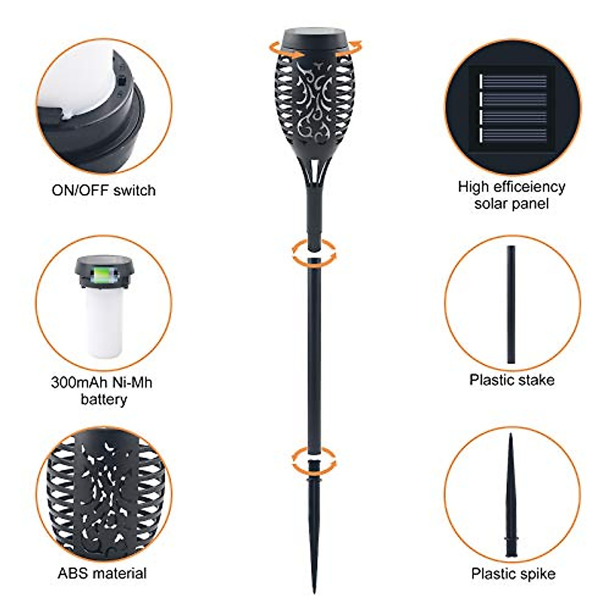 Permande 16 Pack Upgraded Solar Lights Outdoor, Mini Solar Torch Lights with Flickering Flames, Waterproof Landscape Decoration Dancing Flame Lights for Garden Pathway Yard, Auto On/Off Dusk to Dawn