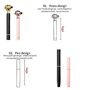 JYDQM 8pcs Customized with Own Logo Diamond Ballpoint Pen Rose Gold Metal Pens