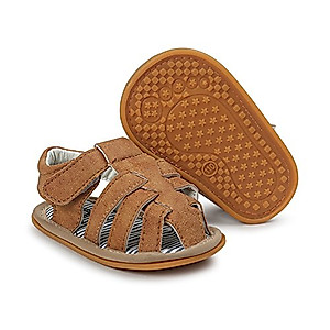 CoKate Baby Boys Girls Sandals Rubber Sole Outdoor First Walker Toddler Girls Boys Summer Shoes (D-Khaki, numeric_3)