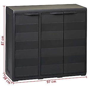 GOTOTOP Storage Cabinet Lockable Polypropylene Garden Storage Cabinet with 2 Adjustable Shelves and 3 Doors Counter Height Cabinet Jumbo Storage Cabinet for Outdoor Patio,38.2inch x 15inch x 34.2inch