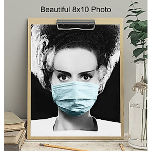 Frankenstein Decor - Bride of Frankenstein Wall Art - Monster Horror Scary Movie Poster - Hollywood Movie Picture Prints - Goth, Gothic Gifts - Mary Shelley - Home Theater