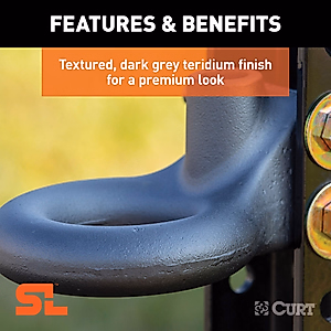 CURT 48625 SecureLatch Channel-Style Lunette Ring, 25,000 Pounds, 3-Inch ID