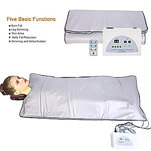 AYNEFY Far in-frared Sauna Blanket, FIR Sauna Blanket Professional Body Shape Slimming Fitness Digital Sauna Heating Machine with Remote Control for Home SPA Beauty Salon 70.47 x 31.69 inch