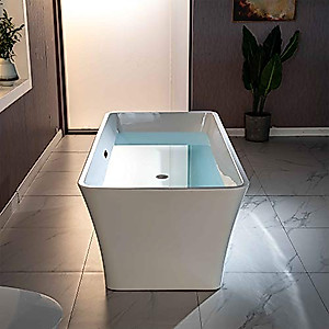 WOODBRIDGE 59"Freestanding White Acylic Soaking Bathtub with Drain Kit and Floor Mount Tub Filler in ORB,BTA1509 -ORB-Drain &O+F0010ORBVT