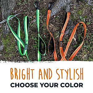 Mighty Paw Two Handle Dog Leash - Extra Control When You Need - Strong Climbers Carabiner - Super Soft Neoprene Padded Handles for Ultimate Comfort - Easy & Convenient - Reflective Stitching - Orange