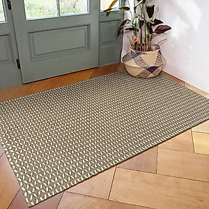 OJIA Washable Rugs 3x5 ft Front Door Rugs Entryway Rugs Indoor Outdoor Rug Cotton Hand-Woven Tan Kitchen Rug Farmhouse Throw Rugs Door Mats Entrance Rugs for Bedroom Bathroom Porch