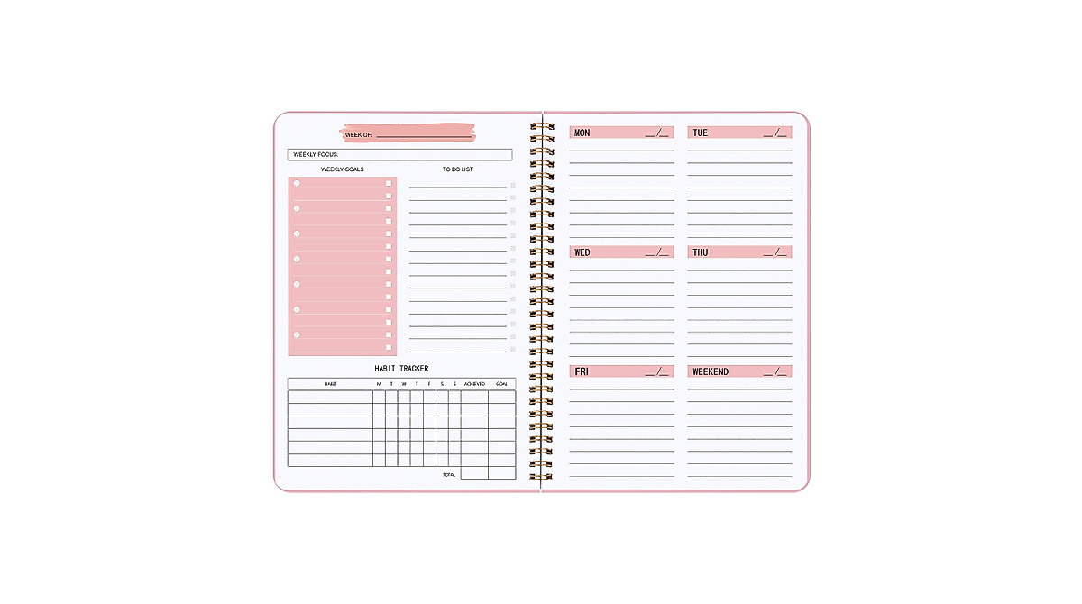 Undated Weekly Planner: Goals, To Do List & Habit Tracker