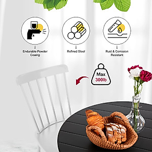 Anmutig White Metal Patio Dining Chairs Set of 2 Indoor/Outdoor Windsor Chairs Farmhouse Spindle Back, Modern Mid-Century Country Style, Kitchen Side Chairs for Living Room Restaurant, Widen Seat