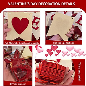 LOVE Heart XO Garlands Banner for Valentine's Day DIY Felt Decorations & 80 PCS Red Hanging String Hearts Birthday Party Flag Wedding/Home/Anniversary Supplies