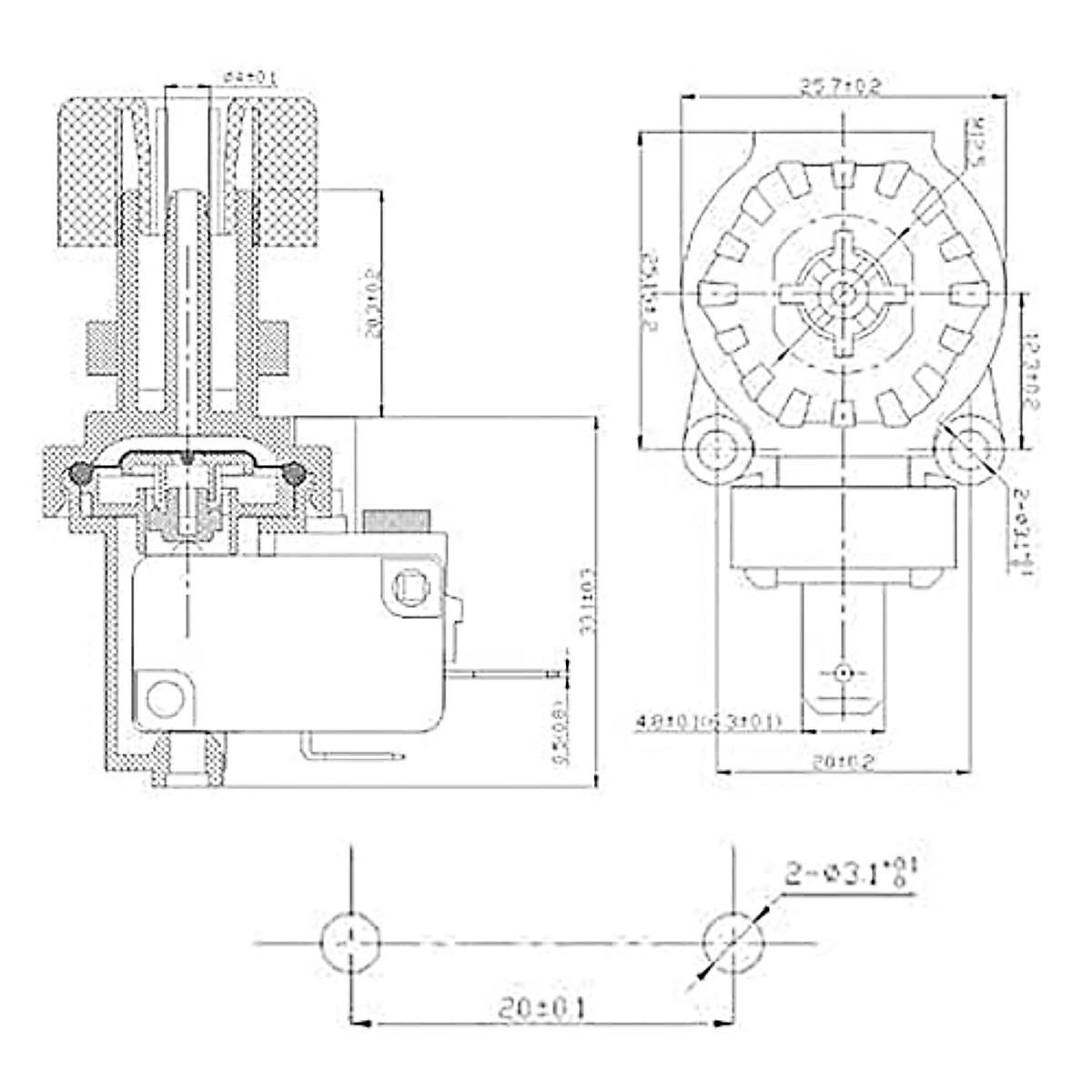 WSDMAVIS 1 Set Pneumatic Switch for Garbage Disposal 16A On Off Push Button Switch for Bath Tub Spa Jetted Whirlpool Jet Set
