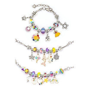 Berocia Charm Bracelet Making Kit, Jewelry Making Supplies Including European Beads Charm Pendants Snake Chains, Gifts Set for Teen Girls Arts and Crafts for Kids Ages 5 6 7 8 9 10 11 12 (Multicolor)