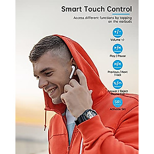 GPED Wireless Earbuds, Bluetooth 5.0 Earbuds Noise Cancelling Wireless Headphones 35H Cycle Playtime Hi-Fi APT-X CVC8.0 Sweatproof Earphones with mic, in-Ear Headset for iPhone Android (White)