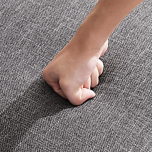 HUIMO Upholstered Swivel Desk Chair Chenille Tufted Fabric Home Office Chair with Wheels Adjustable Height Classic Task Chair with Wooden Legs Comfortable Armless Chair for Studio Study (Grey)