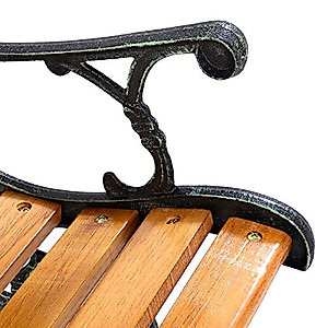 50'' Patio Park Garden Bench, Weather Proof Porch Path Chair, 470BLS Bearing Capacity Outdoor Furniture with Wood Frame, Rugged Durable Cast Iron Structure