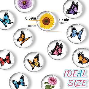 Weewooday 24 Pieces Refrigerator Magnets Crystal Glass Fridge Butterfly Flower Magnets Sticker for Home Office Cabinets Whiteboards Photos Party Holiday Kitchen Dishwasher Locker Decorative Magnets