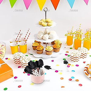 AUEAR 100 Pack Mini Shovel Shape Spoons Black Plastic Shovel Disposable Cute Dessert Spoons for Ice Cream Pudding Yogurtn