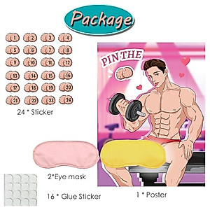 Roscid Bridal Shower Games Bachelorette Party Games Funny Party Game Girls Party - Pin The Balls on The Hunk Girls Nights Party Game Pin The Eggs Game, Engagement Party Games 24 Players