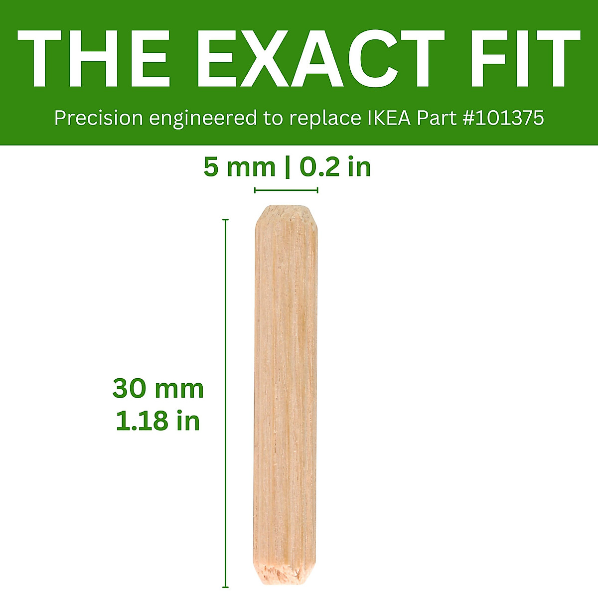 Spare Hardware Parts Replacement for IKEA Wooden Fluted Dowel Pin (101375) Pack of 24