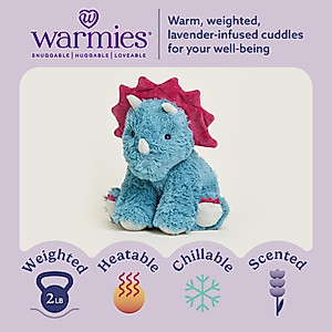 warmies Microwavable & Weighted Stuffed Animals, Triceratops - Heated Stuffed Animal Plushie for Warmth & Comfort - Cute Soft Plush Toys for Adults & Children (Boys, Girls, Babies & Toddlers)