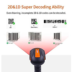 Symcode Bluetooth 2D QR Barcode Scanner with Stand,Industrial Dustproof and Waterproof 3 in 1 Compatible with Bluetooth & 2.4GHz Wireless & Wired Connection with Vibration Alert