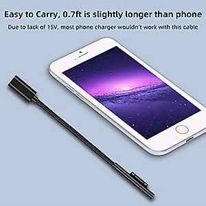 Sisyphy Surface Connect to USB C Charging Cable (Matte Black, Nylon 0.7ft), Compatible for Microsoft Surface Pro 7/6/5/4/3 Go 4/3/2/1 Laptop Book, Work with 45W 15V3A PD Charger and USB Type C Cable