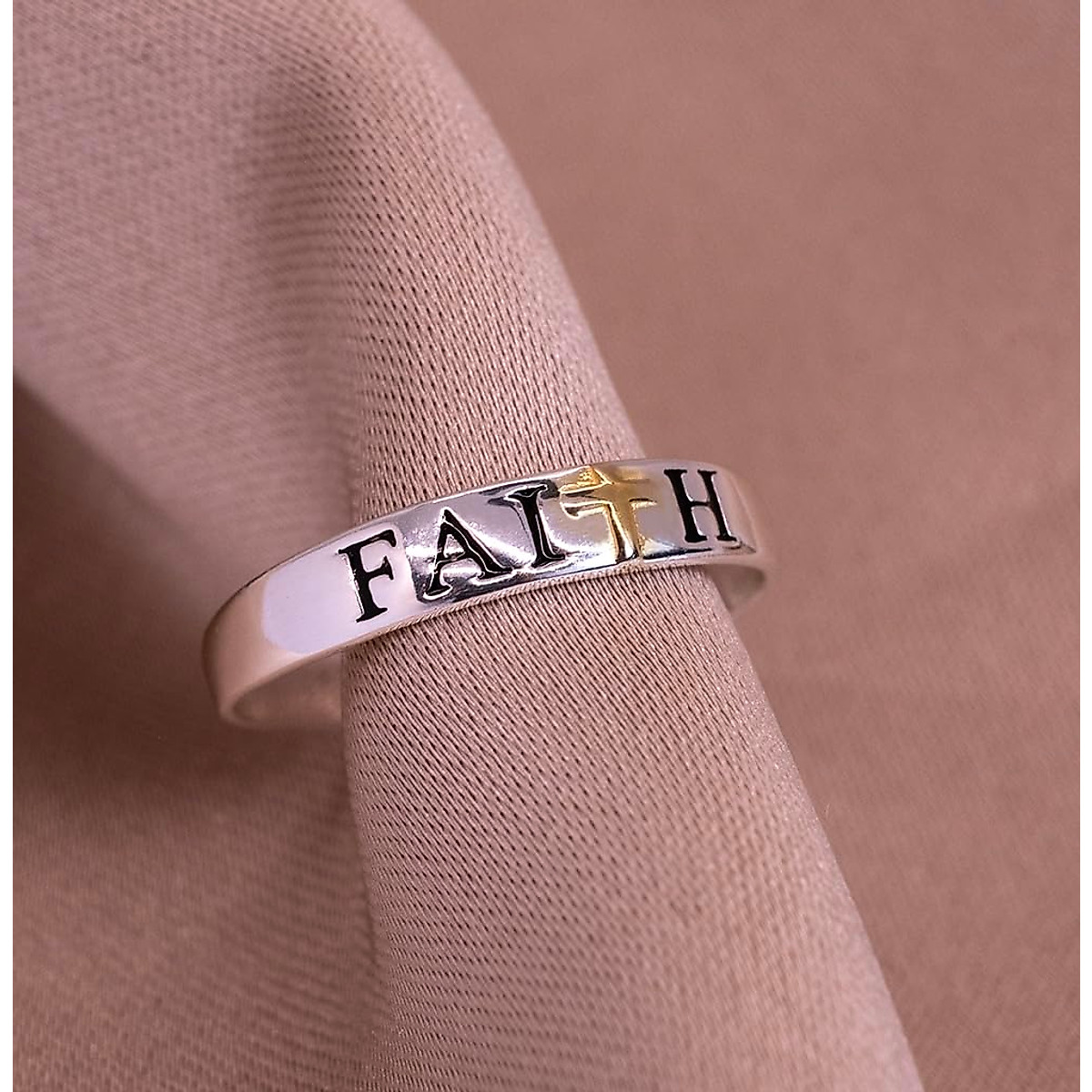 Hoops & Loops Sterling Silver Two Tone Faith Toe Ring