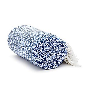 Americanflat 100% Cotton Throw Blanket for Couch - 50x60 Blue and White Throw Blanket for Bed, Sofa, or Chair - Machine Washable, All Seasons Neutral Lightweight Blanket Indoor or Outdoor Use