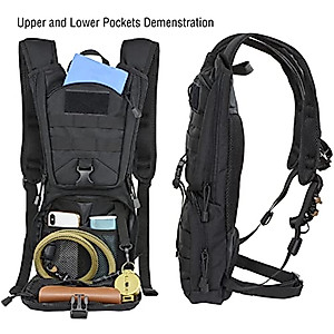 MARCHWAY Tactical Molle Hydration Pack Backpack with 3L TPU Water Bladder, Military Daypack for Cycling, Hiking, Running, Climbing, Hunting, Biking (Black)