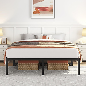 Yaheetech 13 Inch Queen Size Metal Platform Bed Frame Mattress Foundation with Ultra-Durable Steel Slat Support/Easy Assembly/No Box Spring Needed/Black