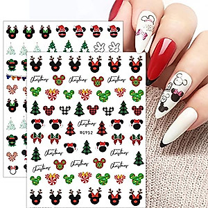 10 Sheets Christmas Nail Art Stickers 3D Nail Art Decals Green Monster Cartoon Nail Decals Self-Adhesive Design Nail Art Supplies Holiday Nail Stickers Winter Christmas Party Nail Decoration for Women