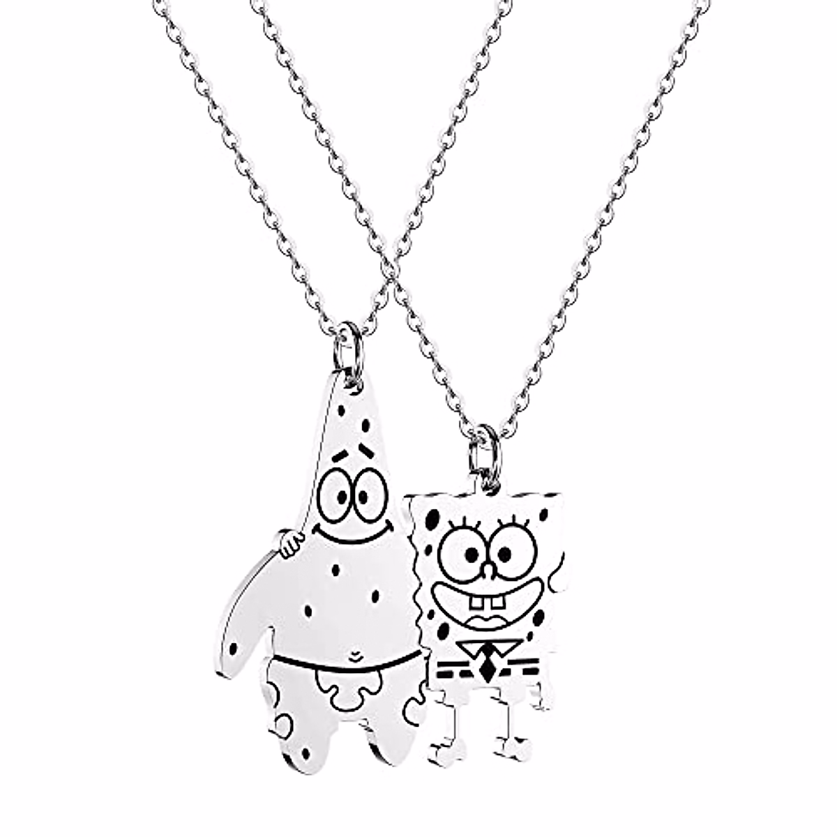 HOFOYA A pair Spongebob and Patrick Star Necklace,Sisters Necklace Set 2,Best Friend Pendant of 2 BFF Friendship Cute Funny Cartoon Necklaces, Christmas Birthday Valentine's Day Gift.