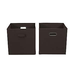 Household Essentials, Chocolate Brown 2 Pack Open Storage Bins with Dual Handles, 13 x 12 x 13