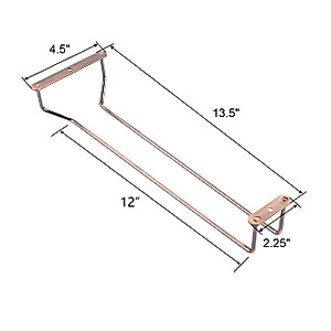 CM Pack of 2 Under Cabinet Hanging Rack Wire Hanger Rack Organizer Holder Rack for Wine Stem Glasses Stemware Wine Glass in Bar Kitchen, 12 Inch Long (Antique Copper Finish)