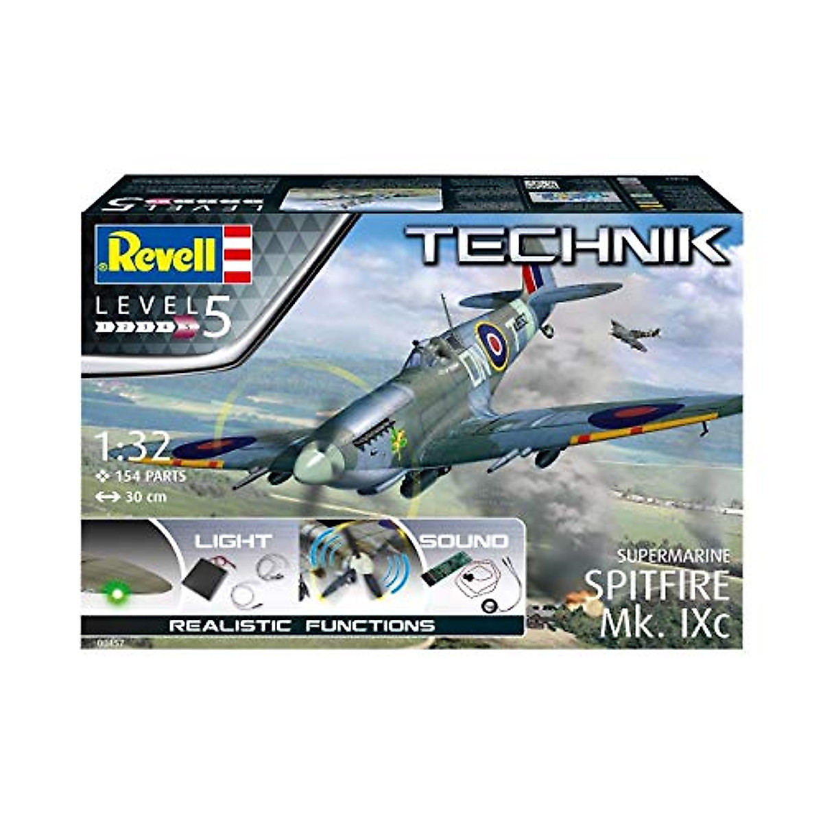 Revell RV00457 Supermarine Spitfire Mk.IXc-Technik Model Kit with Electronics, Unpainted