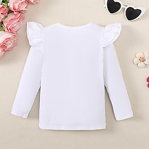 ZFZDRen 12M-7Y Toddler Baby Girls T Shirt Solid Color Blouse Ruffle Top Cotton Casual Tees Plain Shirt (2-3 Years, B047)