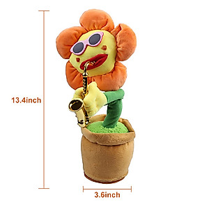 GESKS Toy Repeats What You Say Singing Dancing Talking Recording Glowing Sunflower Soft Plush Flower Musical Saxophone Happy Birthday Song for Baby Kids Adults(Pink)
