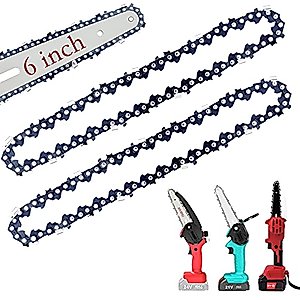 [2 Pieces] 6 Inch Mini Chainsaw Chain, 6 Inch Replacement Chains for Cordless Electric Portable Mini Chainsaw, FIFCHALL Guide Saw Chain for All 6-inch Mini Chainsaws for Wood Branch Cutting
