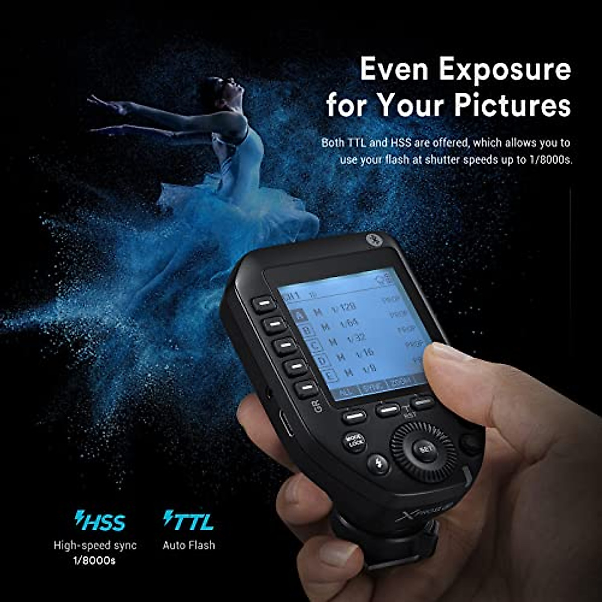 Godox XProII-N TTL Wireless Flash Trigger Compatible for Nikon Cameras, HSS 1/8000s 2.4G Wireless Flash Transmitter, TCM Transform Function,Bluetooth Connection,New Hotshoe Locking, Large LCD Display