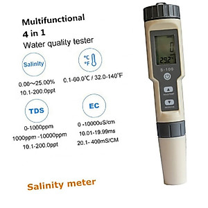 HOMOCONO Automatic Hydrometer Water Quality Tester Salt Water Gravimeter Salt Meter Hydrometers Water Salimeter Temperature Tester Pen Light Grey