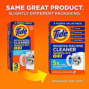 Washing Machine Cleaner by Tide, Washer Machine Cleaner with Oxi for Front and Top Loader Washer Machines, Deep Cleaning Odor Eliminator, 3 Month Supply