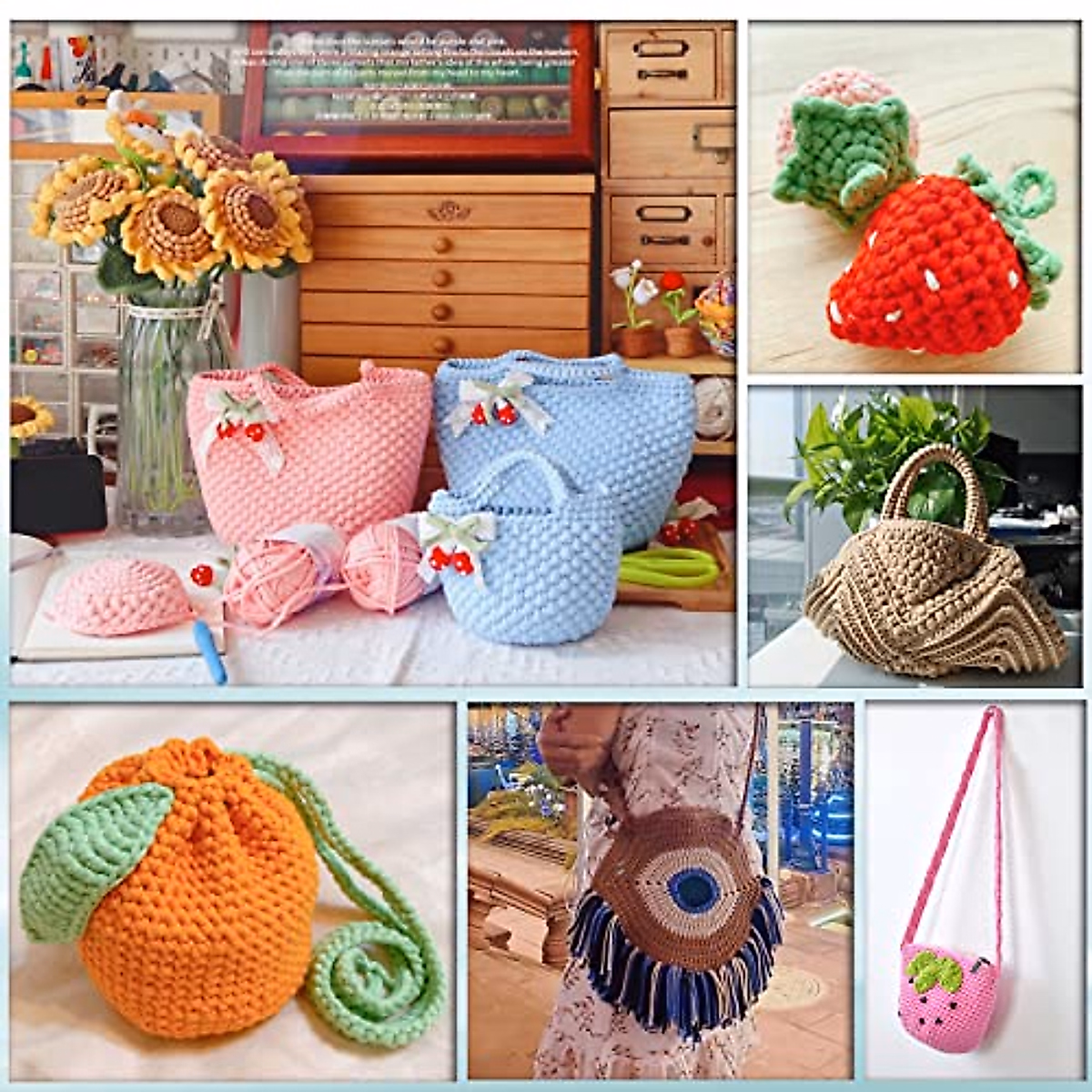 3PCS 150g Beginners Blue Yarn for Crocheting and Knitting,260 Yards Cotton Nylon Blend Yarn for Hand DIY Bag Basket Dolls and Cushion