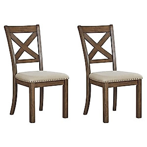 Signature Design by Ashley Moriville Modern Farmhouse 19" Upholstered Dining Room Chair, 2 Count, Brown