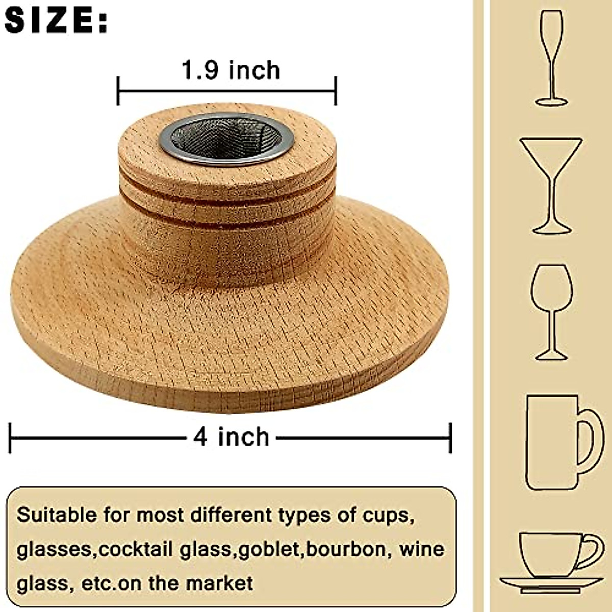 COLOSBUY Cocktail Smoking Top with Wood Chips, Smoked Cocktails, Wine, Whiskey, Drinks Etc, Smoked Cocktail Kit, Smoker Infuser Accessories