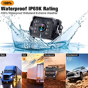 Dual RV Backup Camera System Upgraded: No Lag Easy Installation Plug and Play 7" Monitor HD 1080P Rear View Camera Wired Kit IP69 Waterproof IR Crystal Night Vision for Truck Trailer Camper Tractor R4