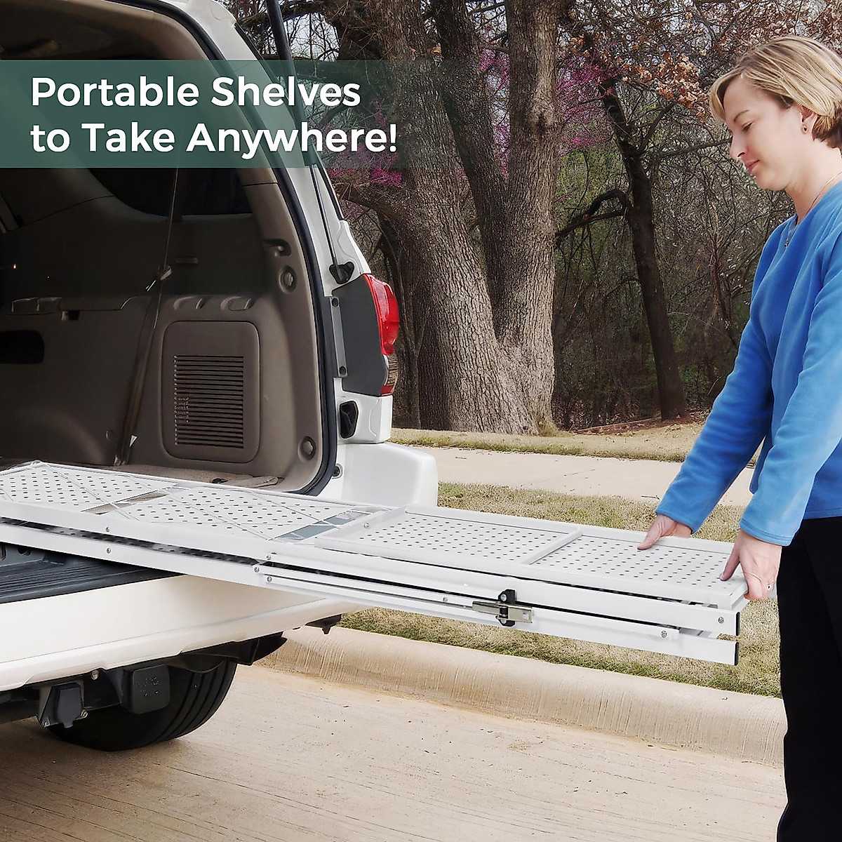 DEANIC 5-Shelf Folding Bookcase with Wheels, Heavy Duty Storage Shelves, Freestanding Metal Wire Shelving Unit for Living Room, Office, Kitchen, Basement, Pantry (White)