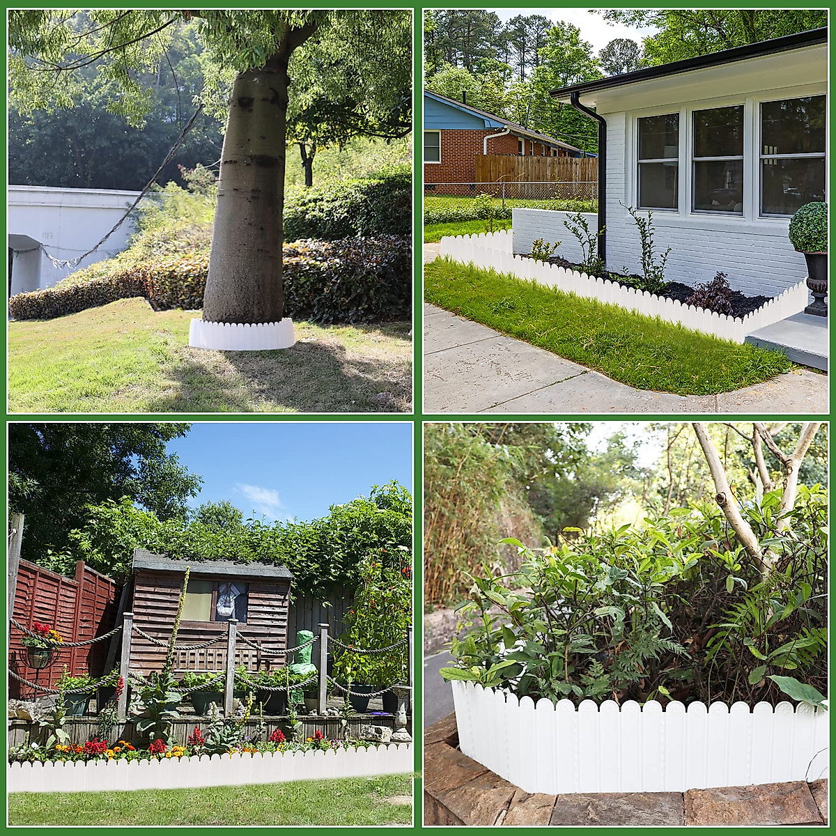 EEOCWF 10PCS White Garden Edging Borders, 8.66"X8.66" Plastic Garden Landscape Edging, 7.2ft Interlocking Decorative Garden Fences Edging, Lawn Edge Flower Bed Border for DIY Patio Walkways Yard