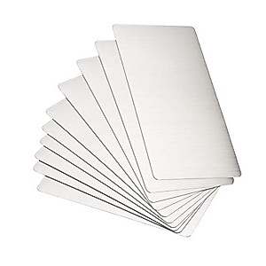 uxcell Blank Metal Card 100x50x0.4mm Brushed 201 Stainless Steel Plate for DIY Laser Printing Engraving Silver Tone 10 Pcs