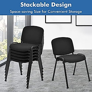 HAPPYGRILL Waiting Room Chairs, Stackable Conference Chairs with Metal Frame, Padded Cushion, Ergonomic Design, Guest Reception Chairs Set for Office, Reception Room, Conference Room, Events (5-Pack)